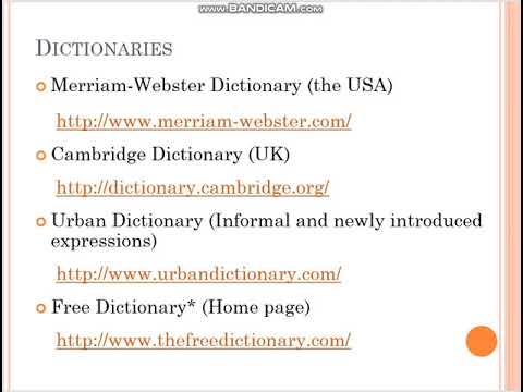 BE 1. Week 2 Overview of four dictionaries