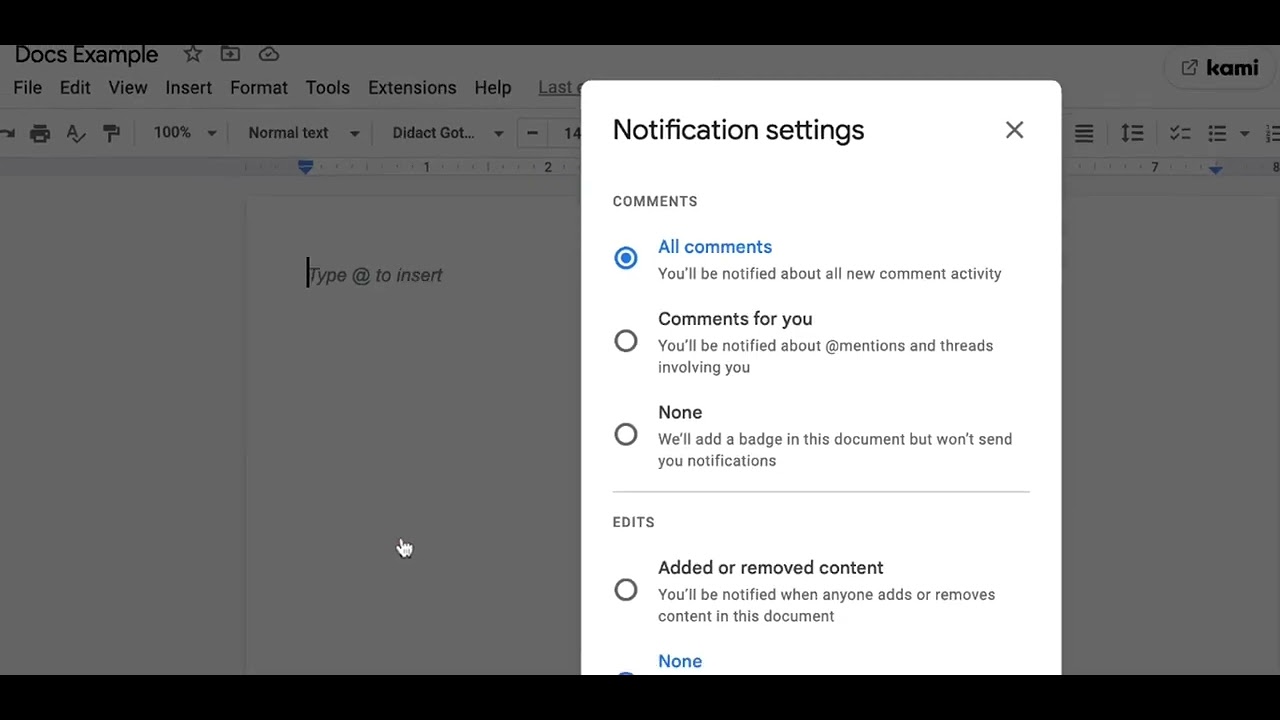 Docs Notification Settings