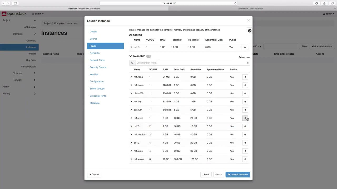 Deploying an instance with OpenStack