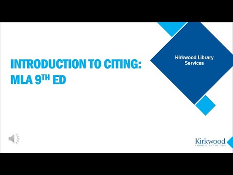 Introduction to Citing: MLA 9th edition