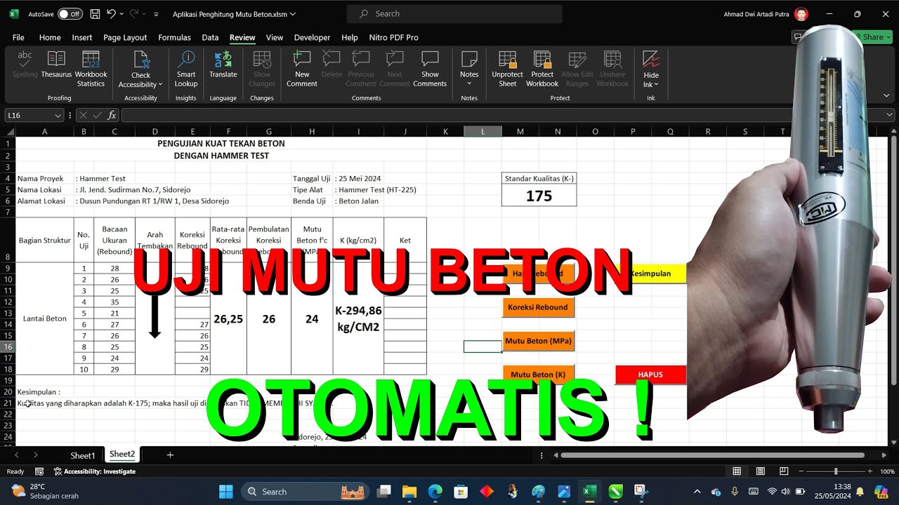 Hasil Pengukuran Kualitas Beton dalam Sekejap dengan Aplikasi Ini! #reboundhammertest