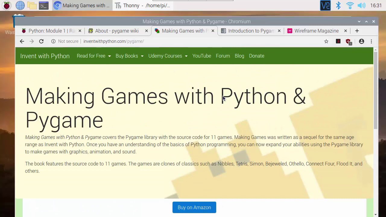 Raspberry Pi Game Dev: Learning game dev on RPi with Python, PyGame and PGZero