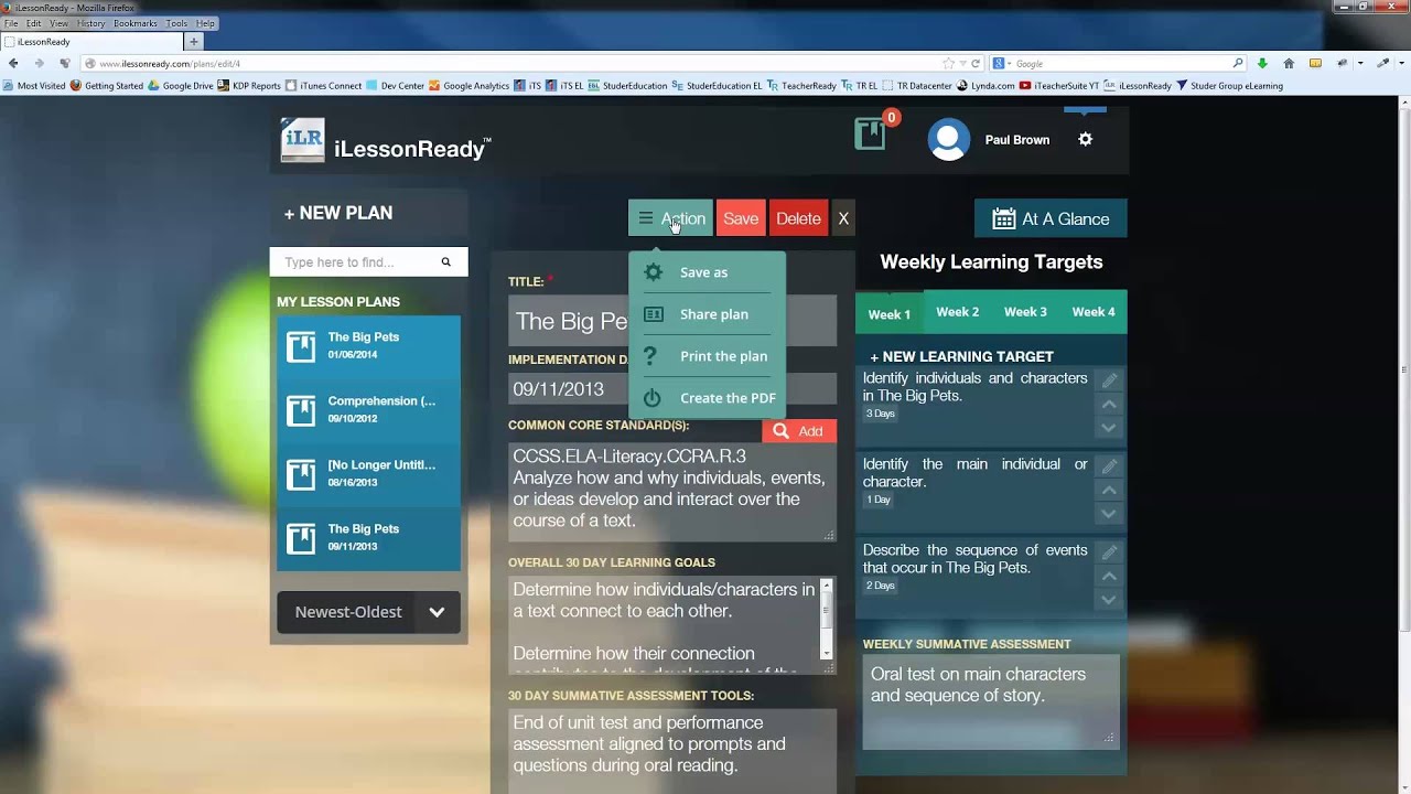 iLessonReady Create a PDF of a Lesson Plan