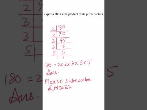 prime factorization of 180||igcse 0580 4024 mathematics ppq #MBSZ1 #viral #shorts #popular