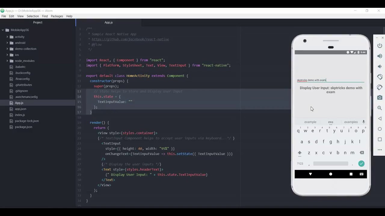 Working With TextInput Component In React Native