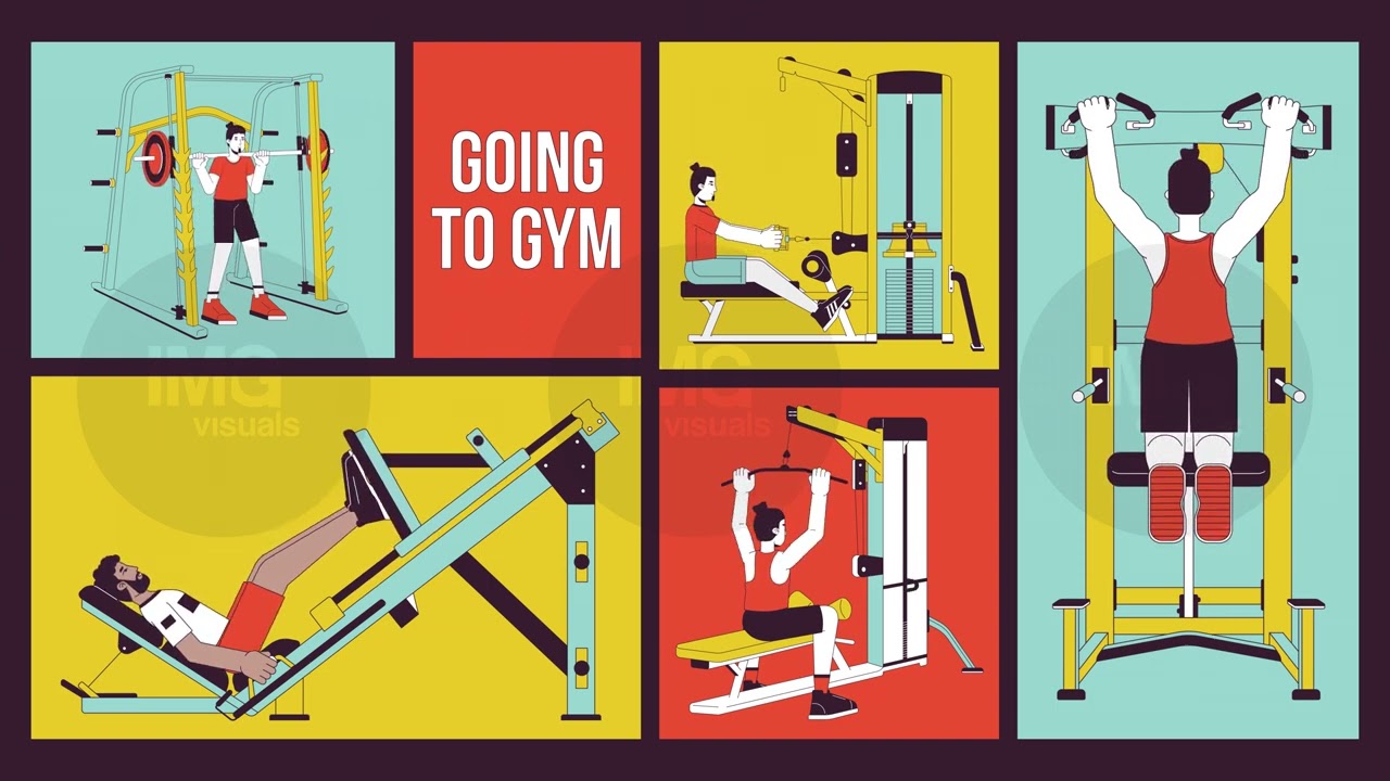 Men gym sports training animated bento grid layout