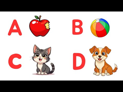 ABCD | Learn English Alphabets A to Z with pictures and video clips | A_for_Apple B_for_Ball
