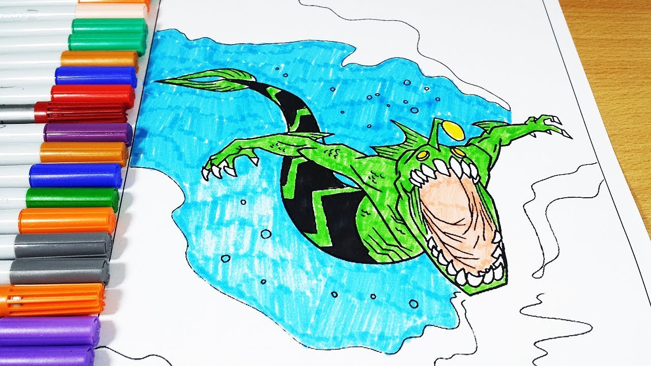 Coloring Pages Ben 10 Ripjaws - Ben 10 Omniverse Ben 10 Ultimate Alien Coloring Book 2018