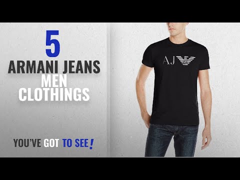 Top 10 Armani Jeans Men Clothings [ Winter 2018 ]: Armani Jeans Men's AJ Eagle Logo T-Shirt, Black,