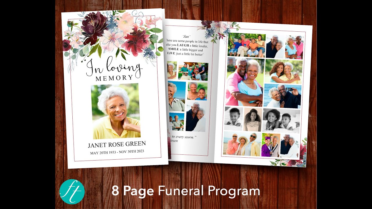 8 Page Autumal Funeral Program Template