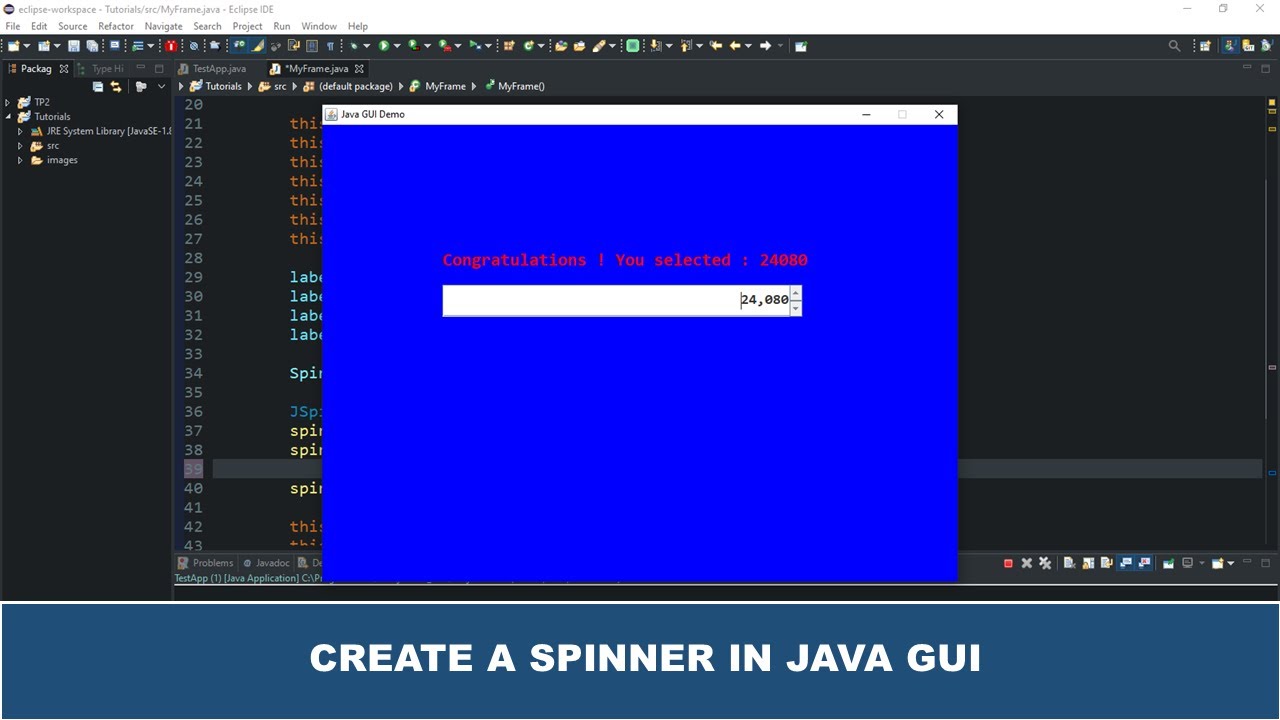 Java GUI Tutorial #56 - Create a Spinner Using JSpinner Class In Java GUI Swing