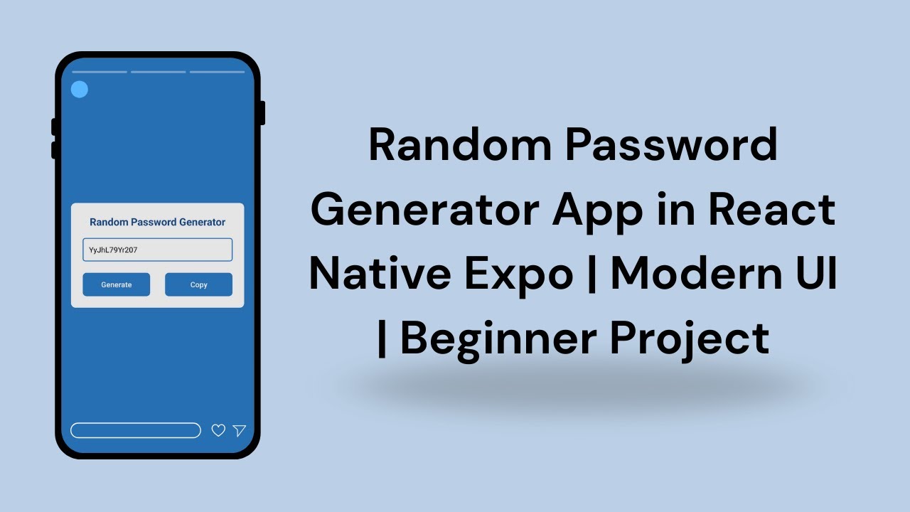 Random Password Generator App in React Native Expo | Modern UI | Beginner Project