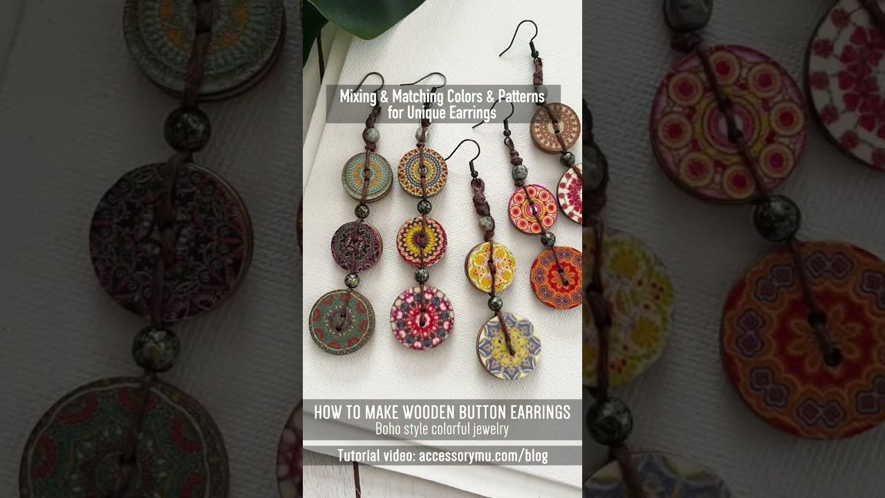 How to make earthy colorful boho button earrings