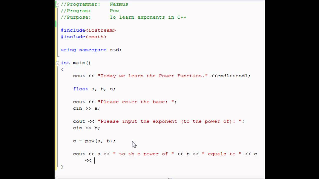 Easy Programming - Beginner C++ Tutorial - Power Function (10)