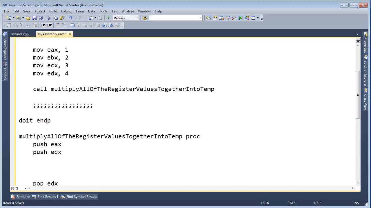 Assembly - Saving Register State Onto the Stack in a Subprocedure