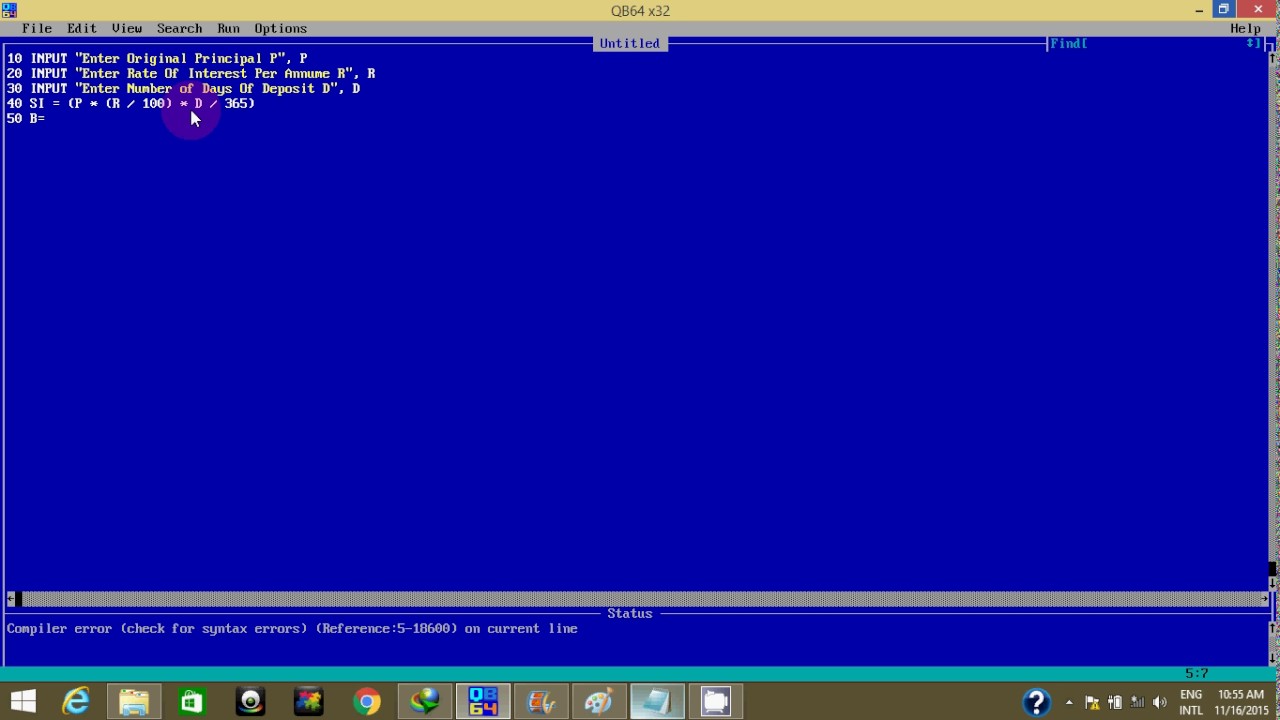 Solve Simple Interest With Qbasic Programming Using READ/DATA Statements