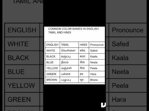 COMMON COLOR NAMES IN ENGLISH, TAMIL AND HINDI #spokenenglish #spokenhindi #tamil #translation