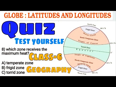 QUIZ / Globe: Latitudes And Longitudes/ Class-6 Geography NCERT Chapter Test /Extra MCQ / KV Teacher
