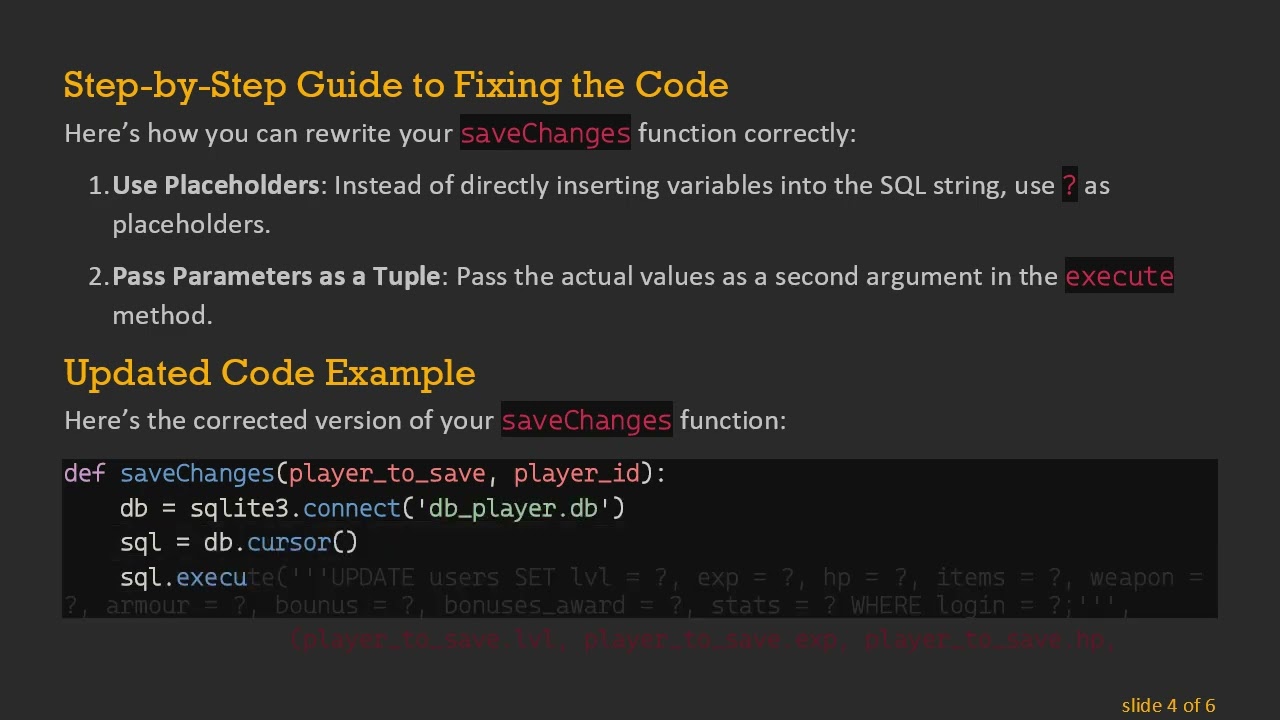 Fixing sqlite3.OperationalError When Updating Data in Python