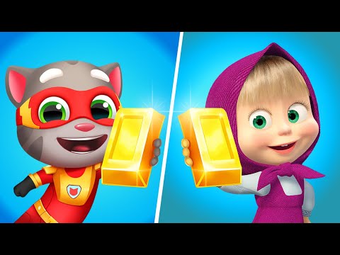Talking Tom Hero Dash VS Masha And The Bear, Tom Hero Game Video, Talking Tom Hero Dash Walkthrough