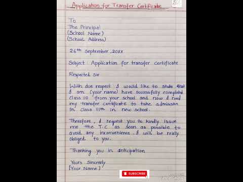Application for transfer certificate l application for tc from school l tc from college l letter