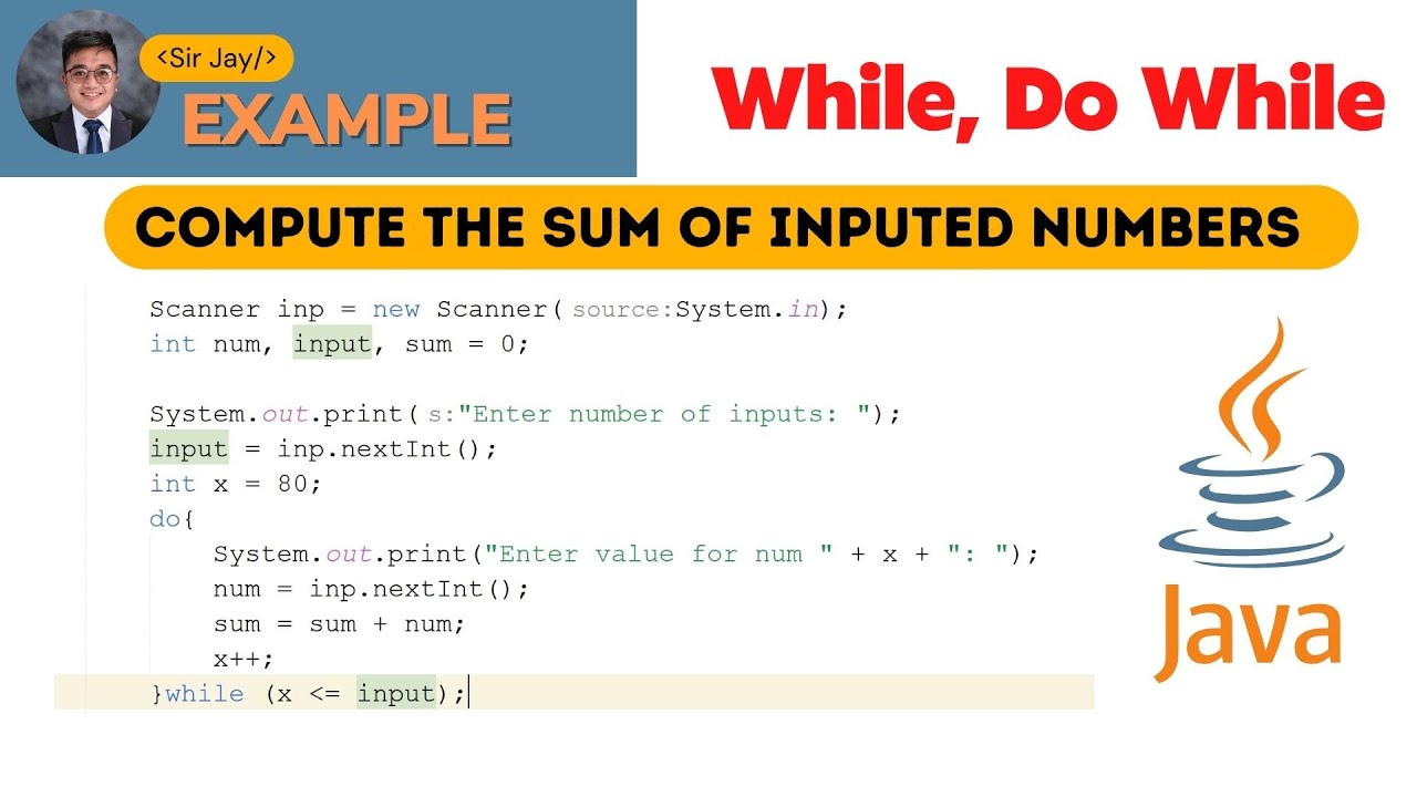 Java Tutorials Tagalog #11 : REPETITION Do While and While Example | Sir Jay