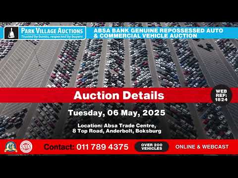 ABSA Boksburg Repossessed Vehicle Auction – 200+ Cars & Trucks | Webcast Only