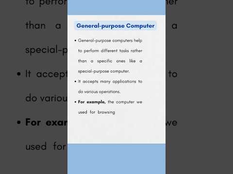 What is General purpose computer | Computer Fundamentals |