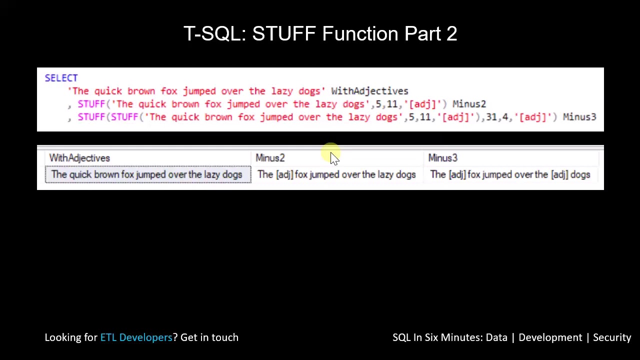 TSQL: How To Use the STUFF Function Part 2