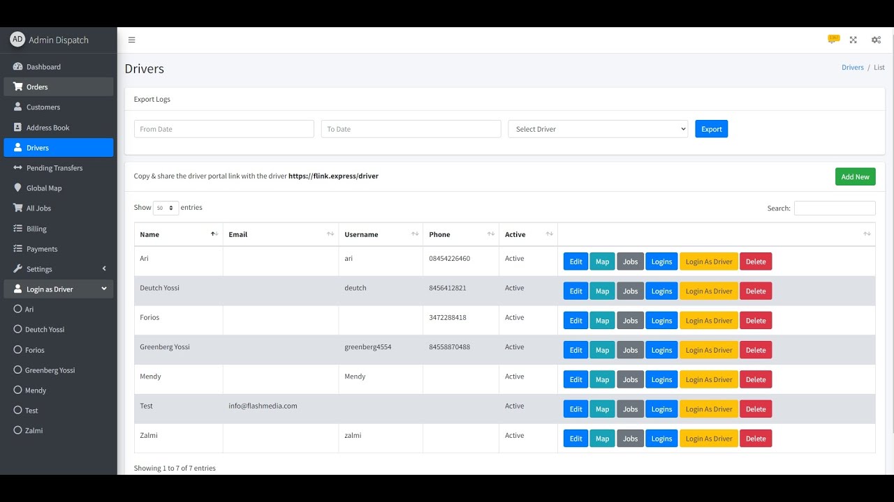 Driver Setup & Manage - Carrier Direct Transportation Management Dispatch Tutorial