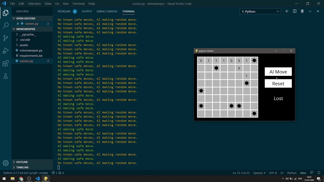 Project 1b - Minesweeper || CS50’s Introduction to Artificial Intelligence with Python