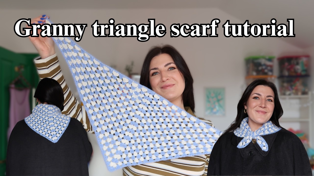 Crocheted Granny Triangle scarf tutorial (beginner friendly)