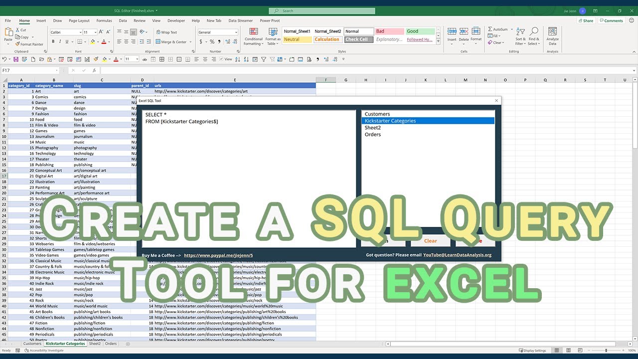 Create an Excel SQL Query Application to Write SQL Queries in Excel