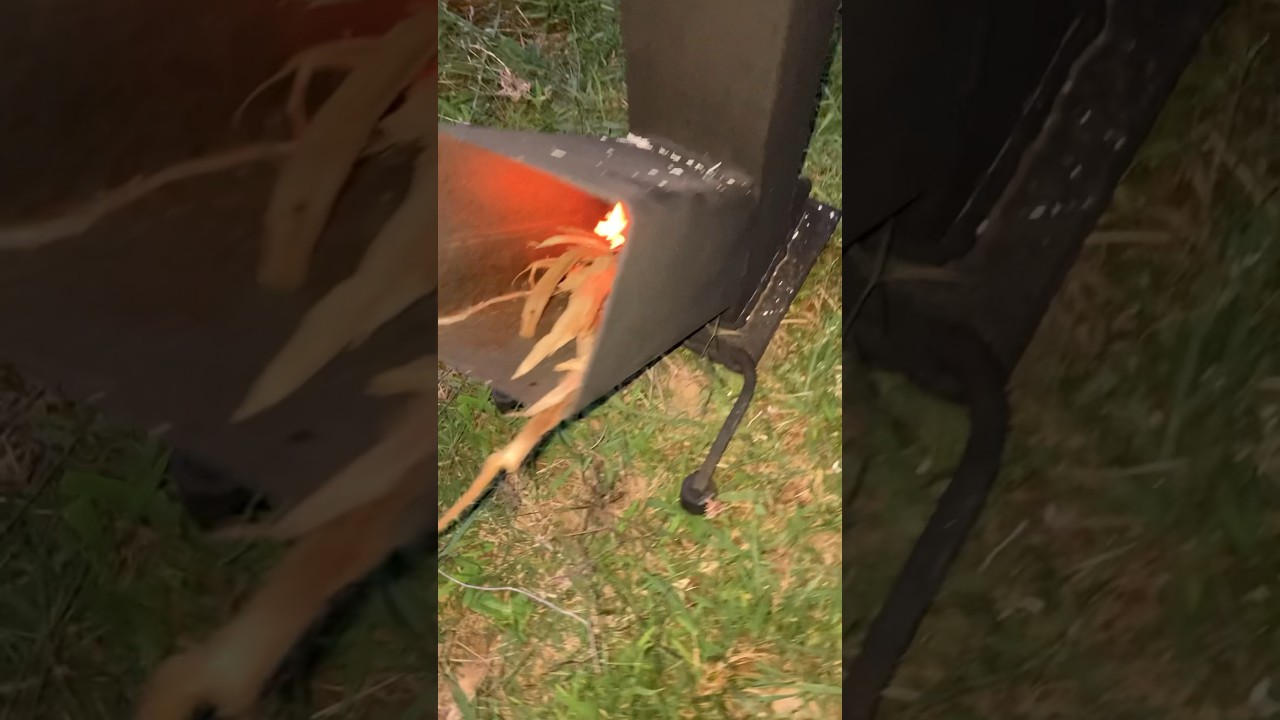 First time firing up the rocket stove with fresh taco meat