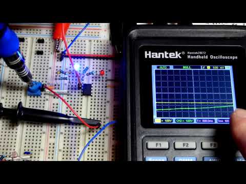 Oscilloscope measurement of trimpot adjusted LM358 Op Amp Non Inverting Comparator