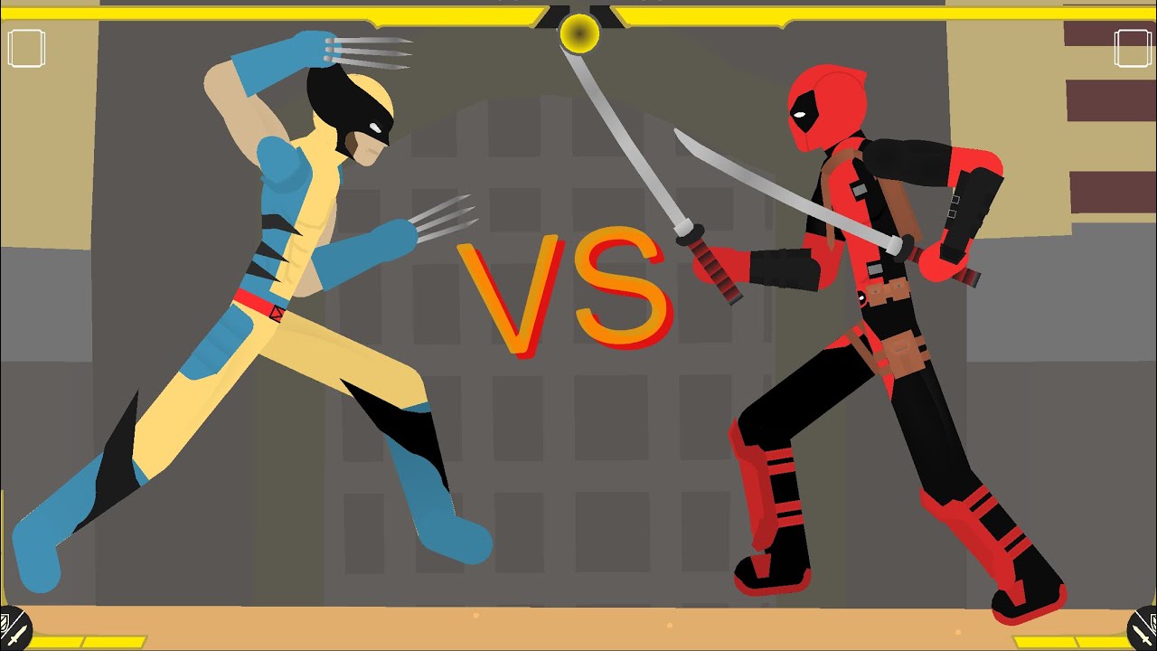 Deadpool vs Wolverine (mortal kombat style. Sticknodes pro animation)