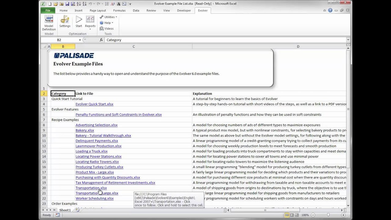 Evolver Quick Start - More Examples
