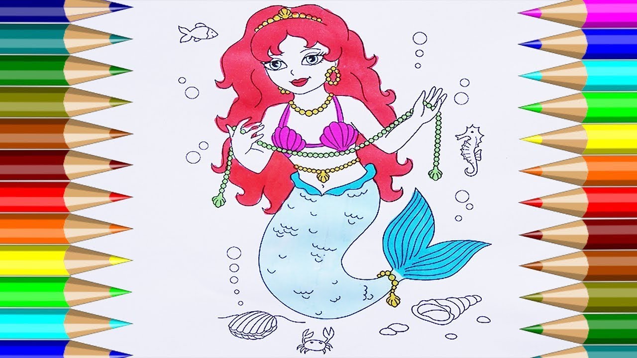De la sirena en la tierra para colorear | Cómo dibujar la sirenita en la tierra #ColoringBook
