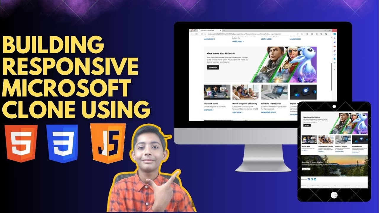 Building A Responsive Microsoft Clone Using Html Css And Javascript || With Source Code