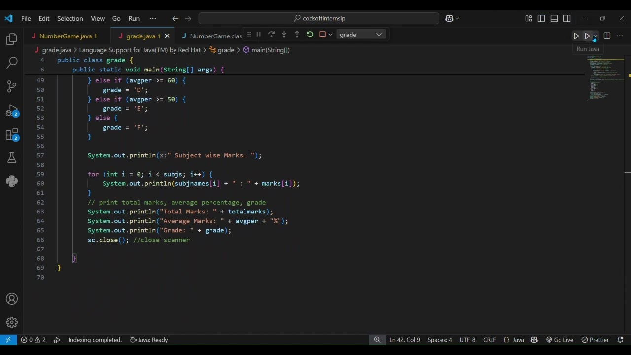 Java Student Grade Calculator | CodSoft Internship Task | Beginner Java Project