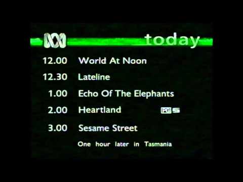ABC TV - Afternoon Programme Schedule (October 1998)