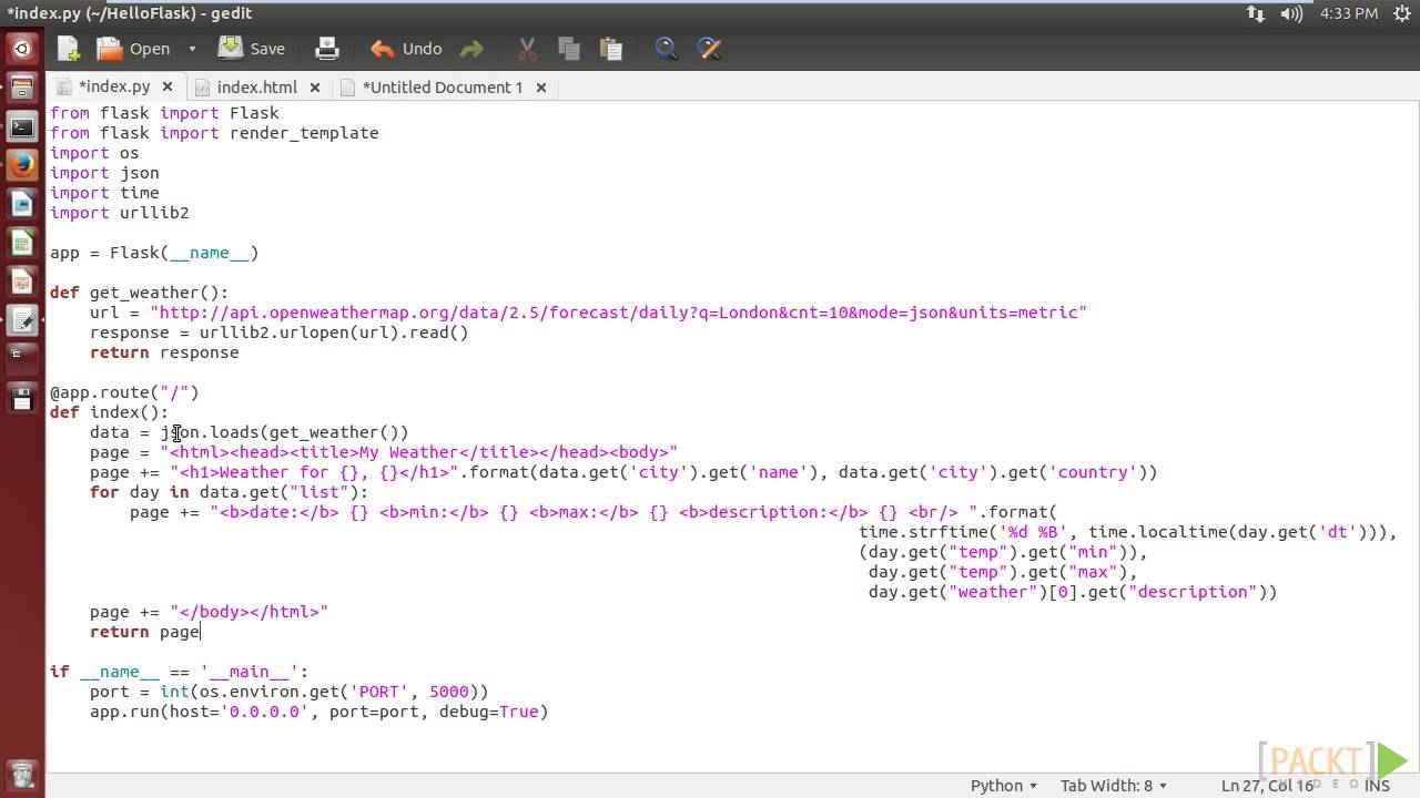 Rapid Flask Tutorial : Returning Data to the Client | packtpub.com