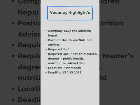 Save the Children Nepal Vacancy For Health & Nutrition Advisor #jobinnepal #vacancyannouncement