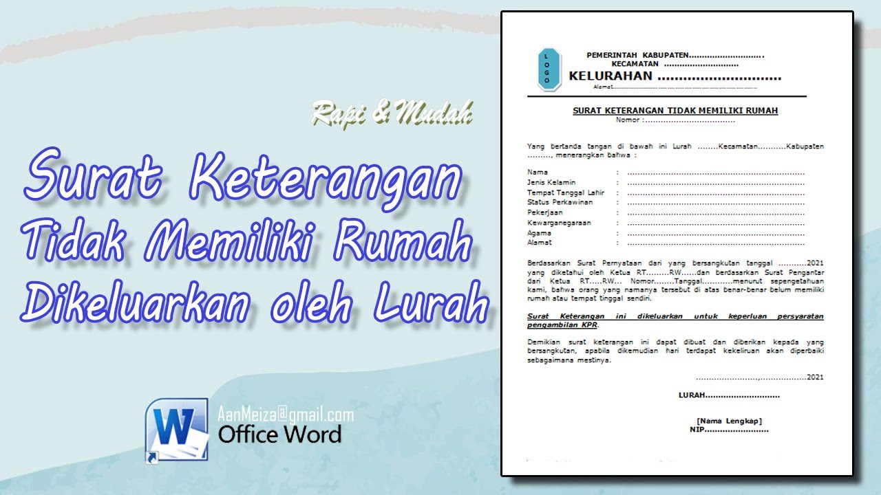 Cara Membuat Surat Keterangan Tidak Memiliki Rumah dari Lurah di MS Word