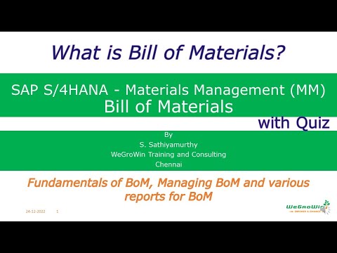 SAP MM – Bill of Materials - Material Master (S/4HANA Materials Management P2P) 02-22