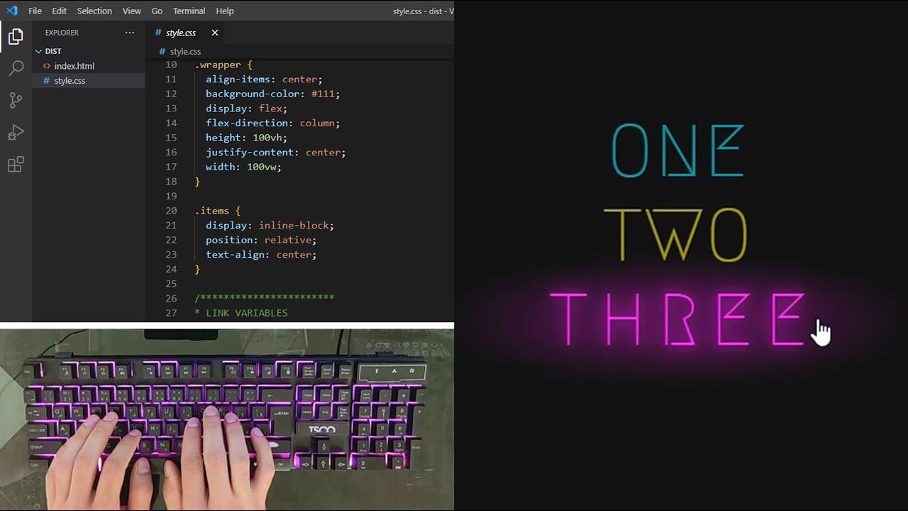 ASMR Programming - Neon Text Animation Effect using Html CSS - No Talking