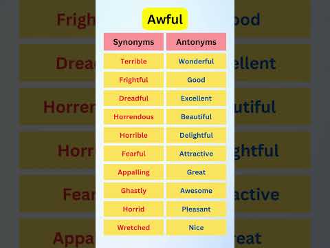 Awful Synonyms | Awful Antonyms | Synonyms and Antonyms in English Grammar #shorts