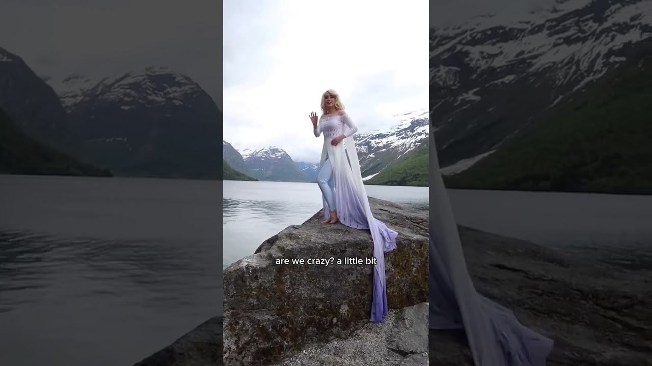 Behind the scenes of cosplaying Elsa in Norway ❄️☃️✨ #frozen2