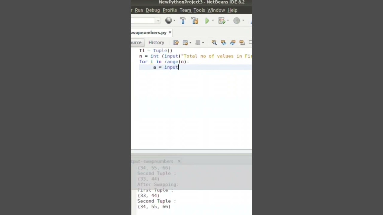 swap the tuple values using python program