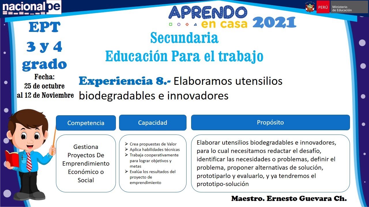 Experiencia Nº 8  3ro y 4to grado - EPT